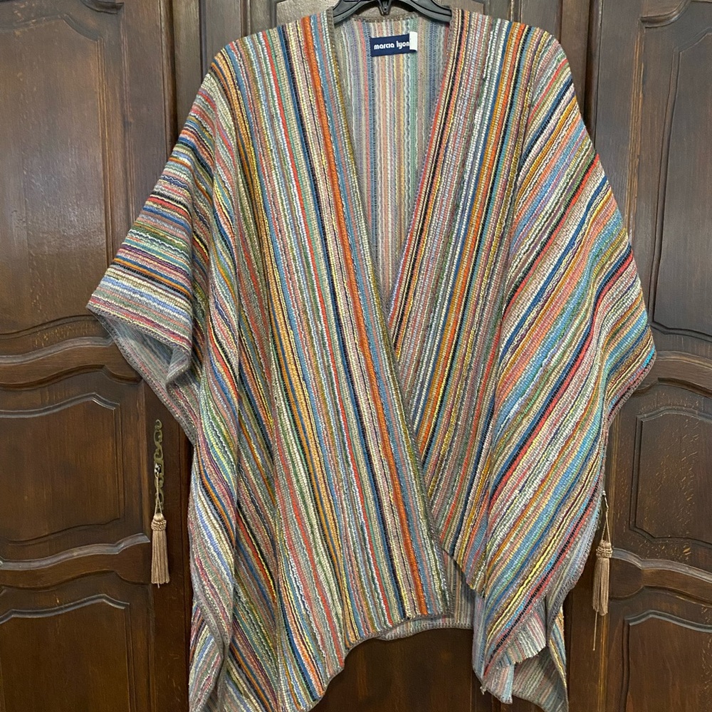 Marcia Lyons Vintage Ruana Cape Open Front Poncho. Te… - Gem